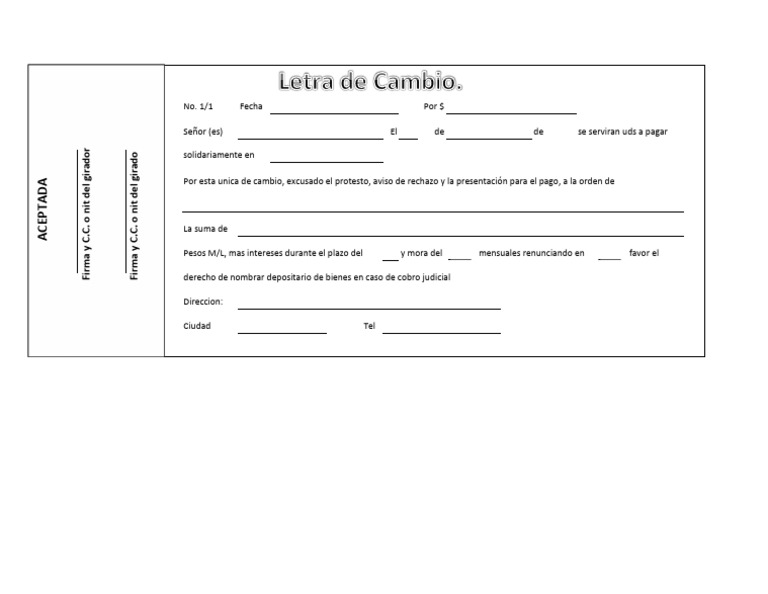 Formato Letra de Cambio PDF Compress | PDF