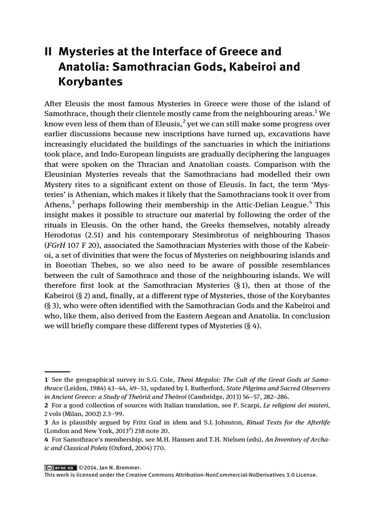II Mysteries at The Interface of Greece and Anatolia: Samothracian Gods ...