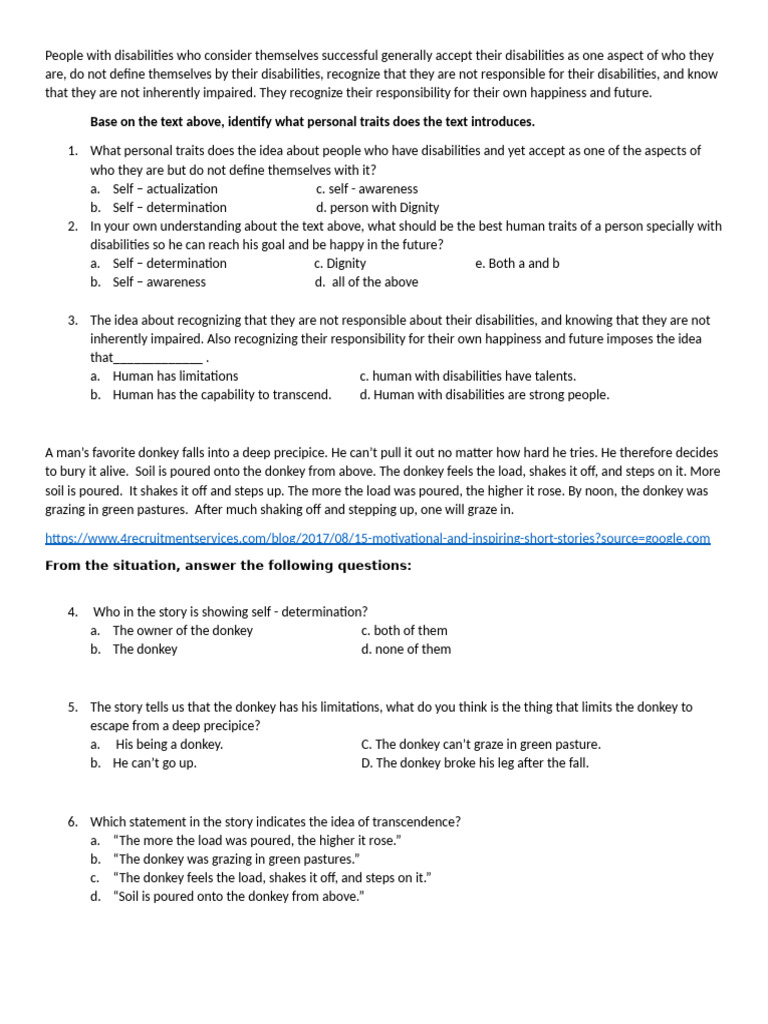 Quarter 1 week 3 INTRO TO PHILO | PDF | Disability | Self