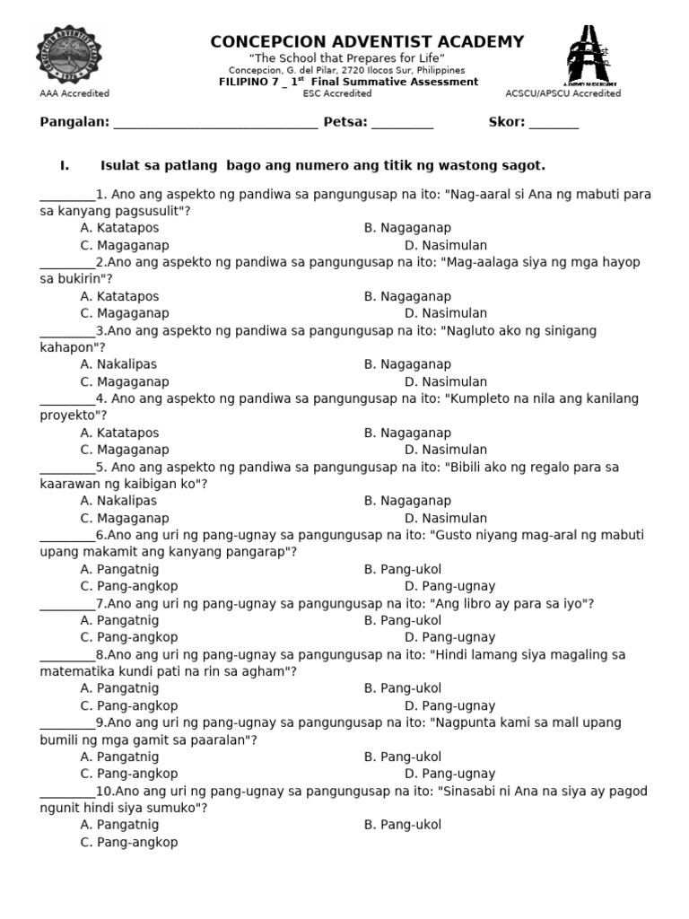 GRADE 7 1 Final Stud | PDF