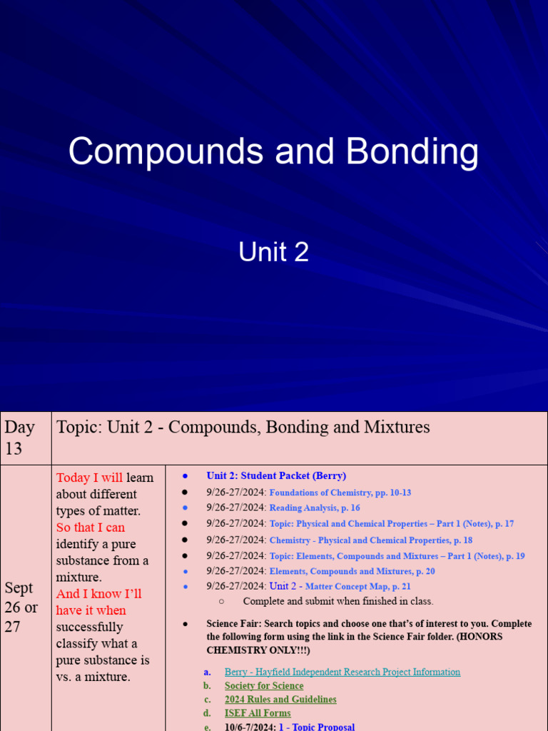 3, 4, 5 - Compounds, Bonding and Mixtures Notes (Student) | PDF ...