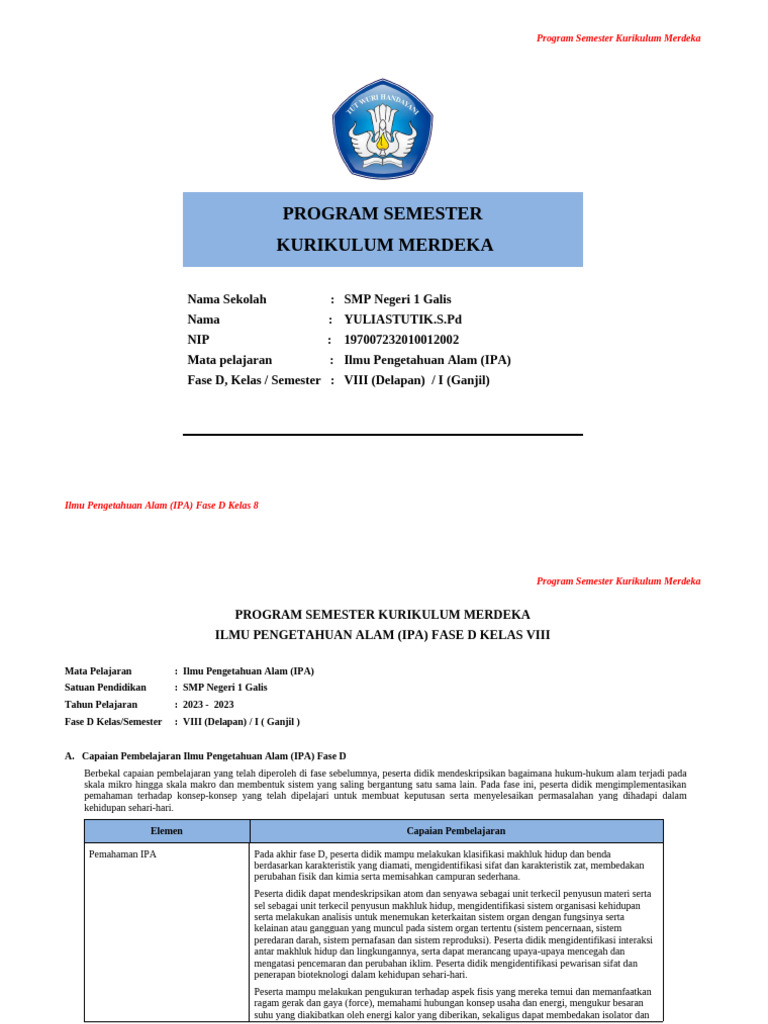 PROMES Kurikulum Merdeka | PDF