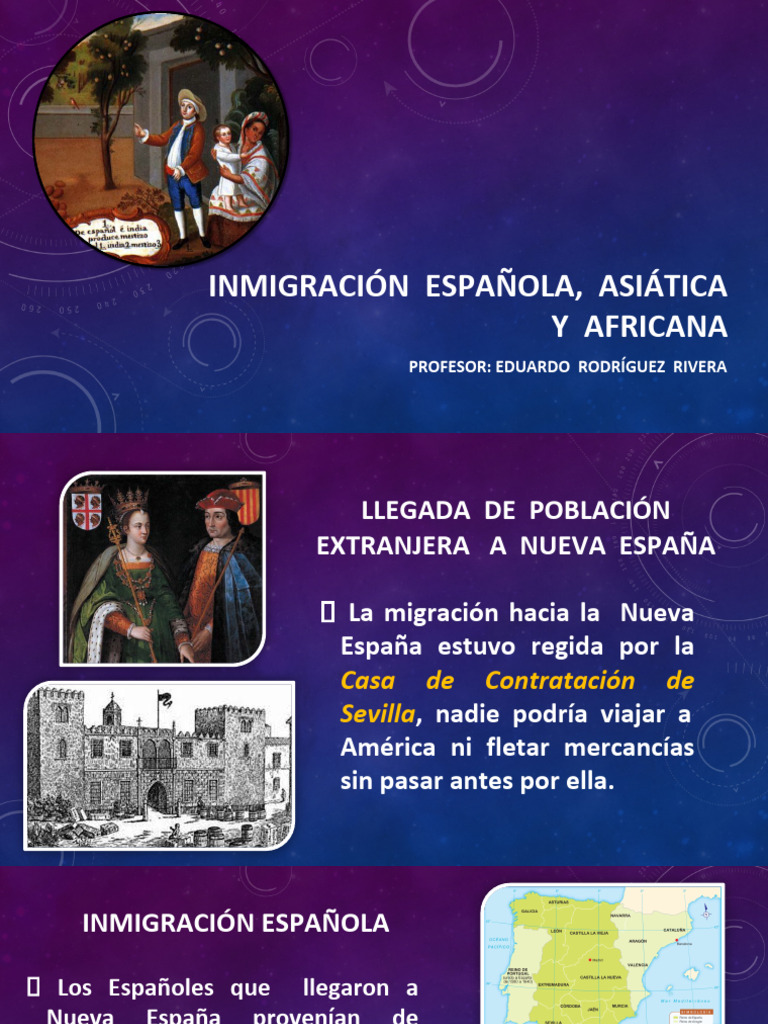 Inmigracion española, asiatica y africana a Nueva España | PDF