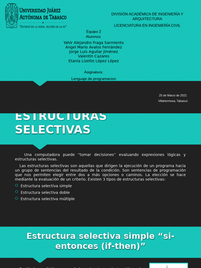 Estructuras Selectivas Simples en Programación | PDF | Algoritmos ...