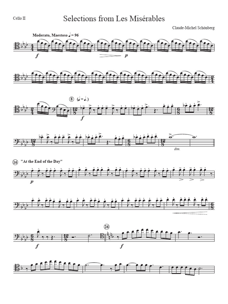 Les Mis Suite - Cello II | PDF | Musical Compositions | Works Based On ...