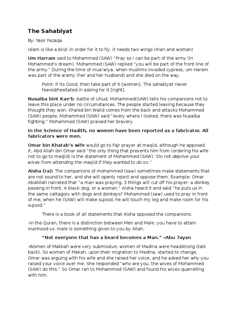 The Sahabiyat | PDF | Sahabah | Muhammad
