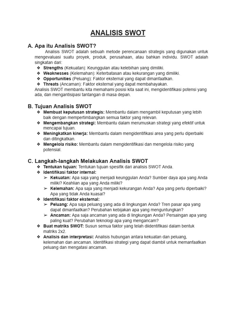ANALISIS SWOT | PDF