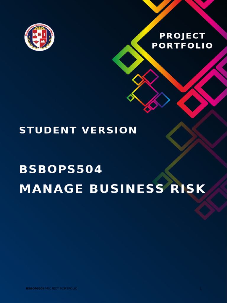 BSBOPS504 Project Portfolio | PDF | Risk Management | Risk