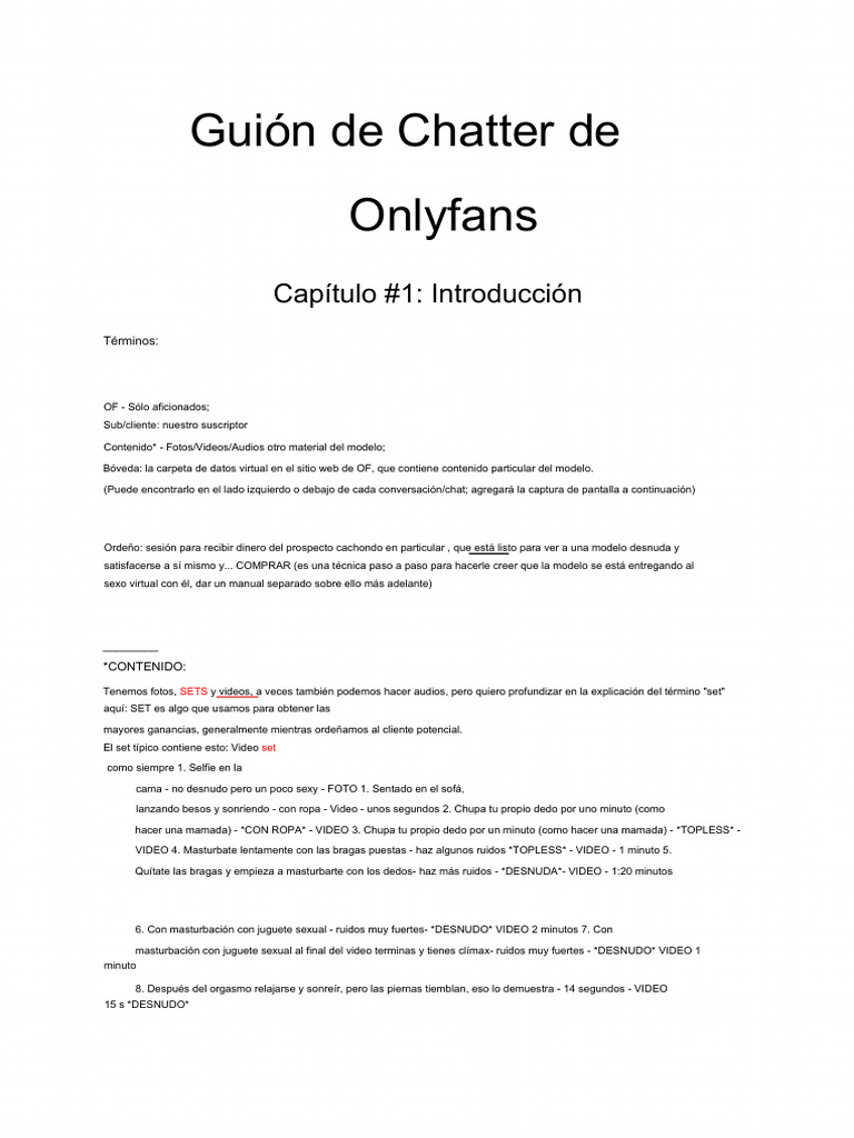 OnlyFans Chatter Script Esp | PDF | Fan (persona) | La sexualidad humana