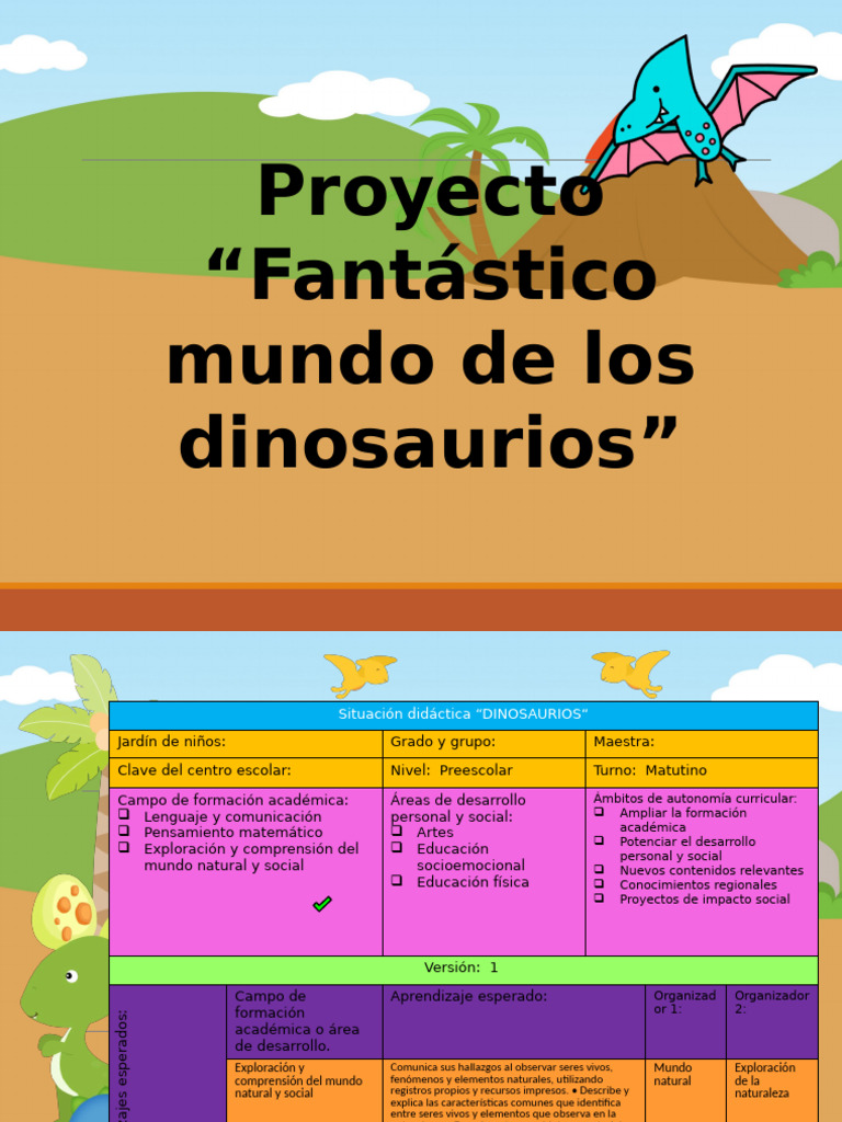 Proyecto Didáctico: Dinosaurios en Preescolar | PDF | Educación de la ...