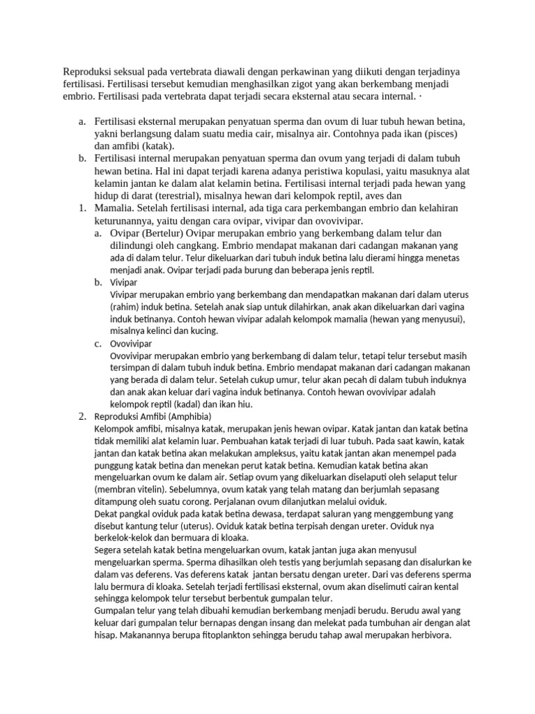 Reproduksi Seksual Pada Vertebrata Diawali Dengan Perkawinan Yang ...