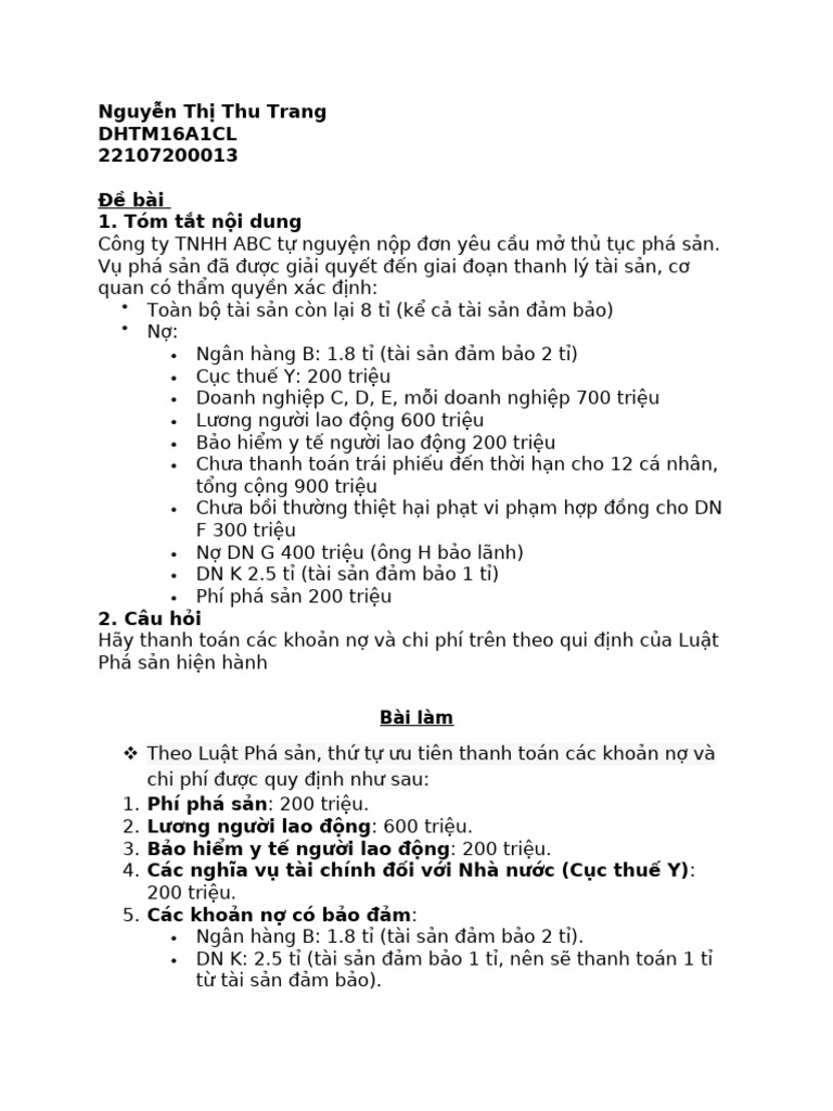 BTAP PHÁ S N - Thu Trang | PDF