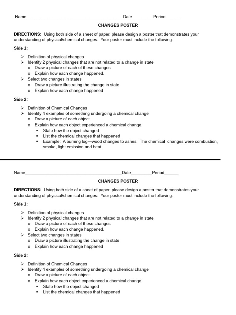 Physical & Chemical Changes Poster | PDF