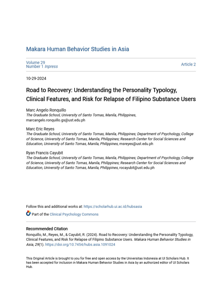 Road to Recovery_ Understanding the Personality Typology Clinical ...