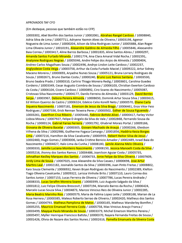 APROVADOS TAF CFO | PDF