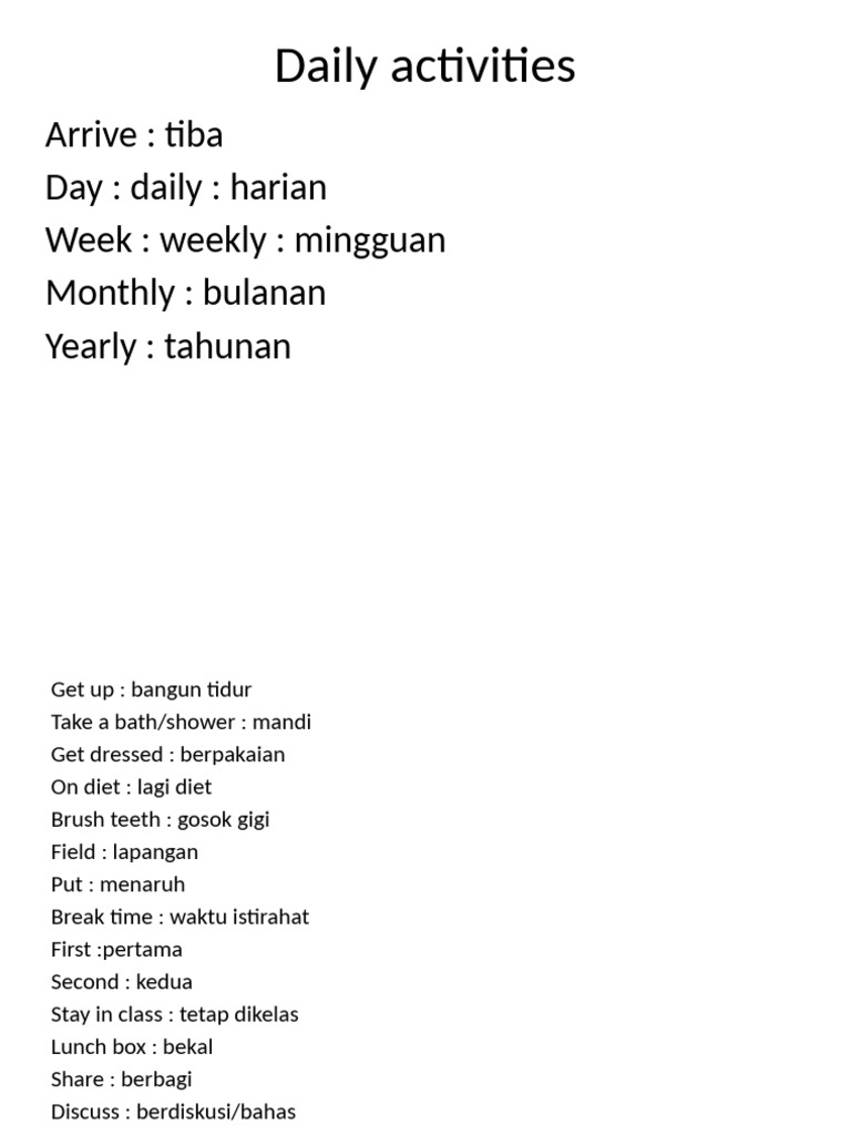 Daily Routines in English & Indonesian | PDF