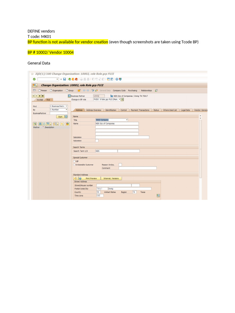 Vendor Definition and Creation Guide | PDF