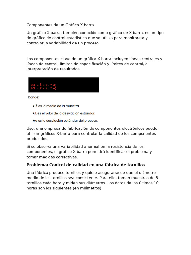 Componentes y Uso del Gráfico X-barra | PDF