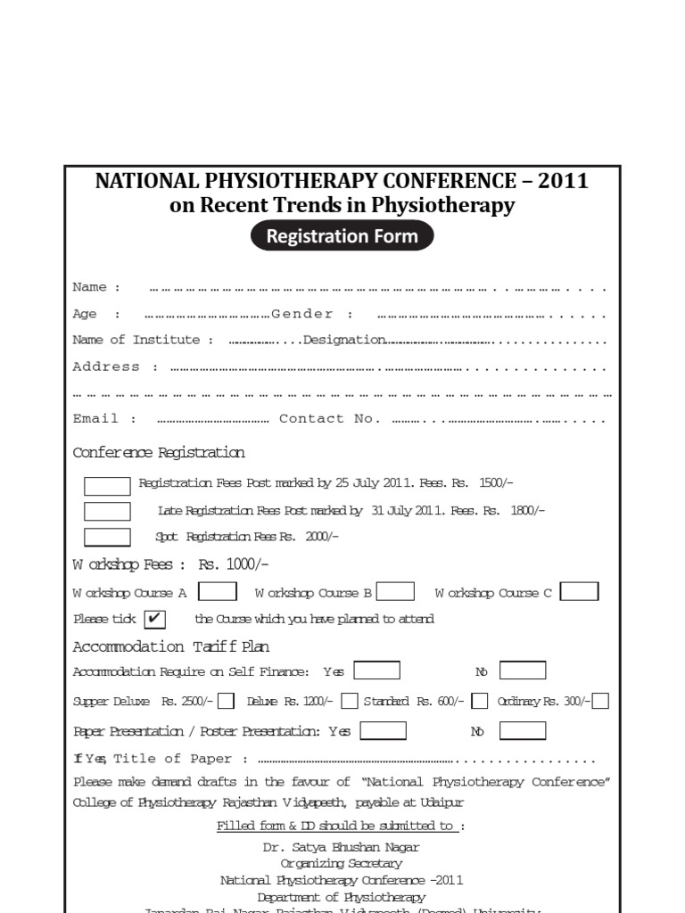 National Physiotherapy Conference 2011 Registration | PDF