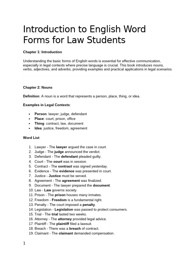 English Word Forms for Law Students | PDF | Adverb | Adjective