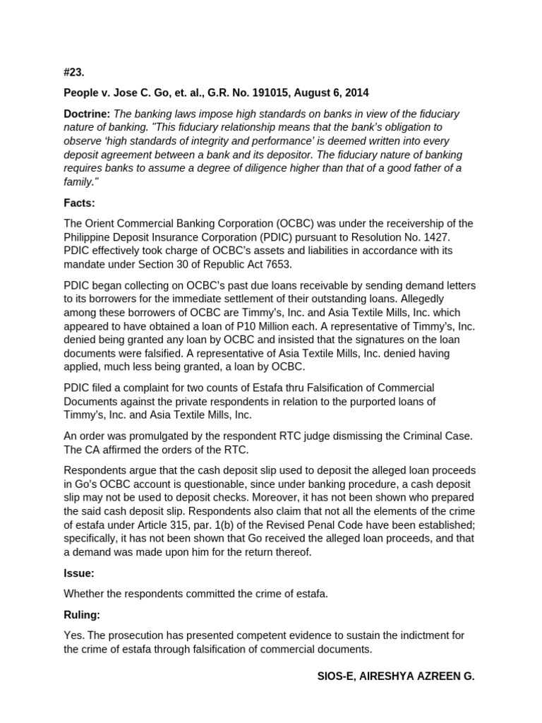 Credit Transactions - Case Digests - Compilation | PDF | Forbearance ...