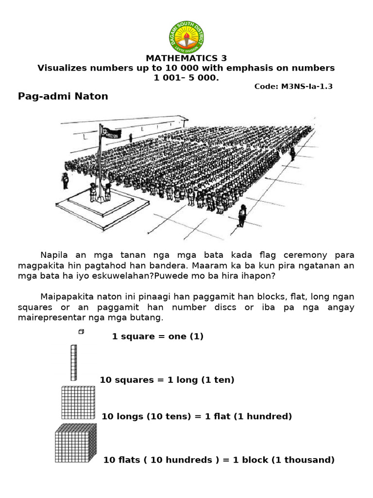 Worksheet math3-week 1-day 1 | PDF