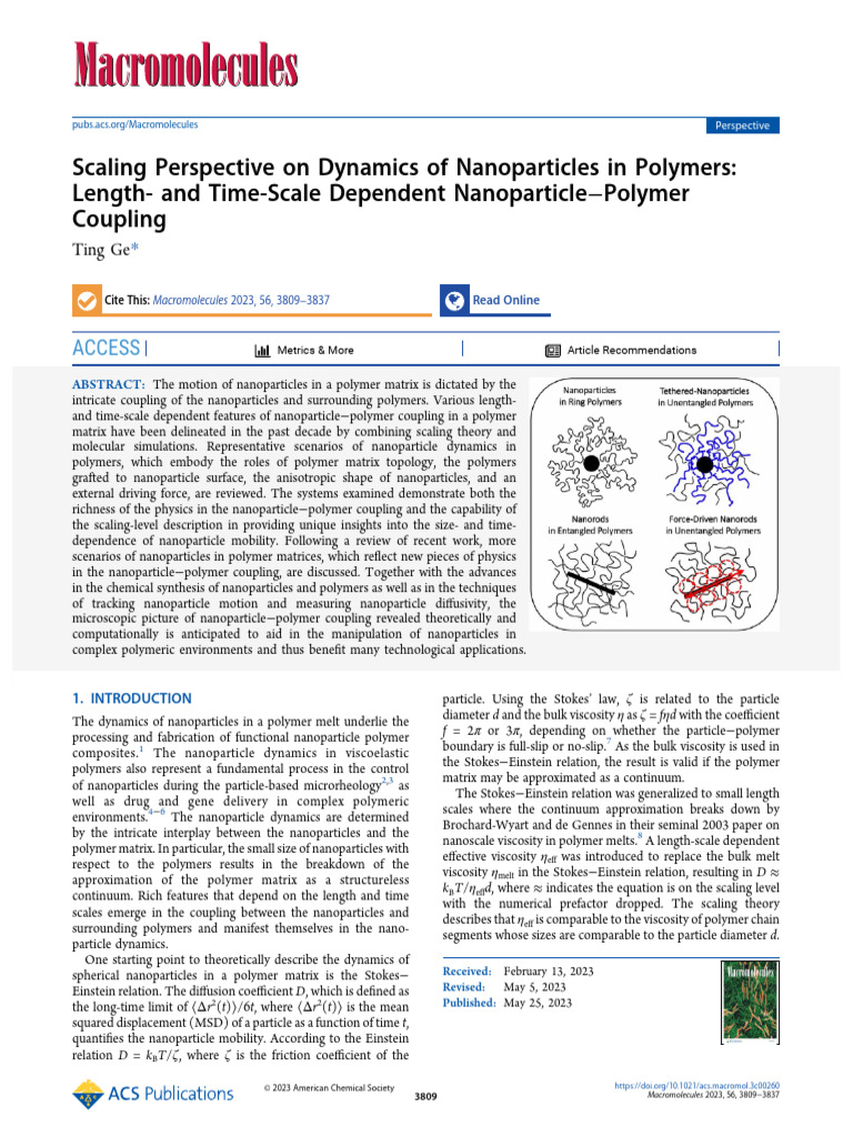 Scaling Perspective on Dynamics of Nanoparticles in Polymers: Length- and Time-Scale Dependent ...