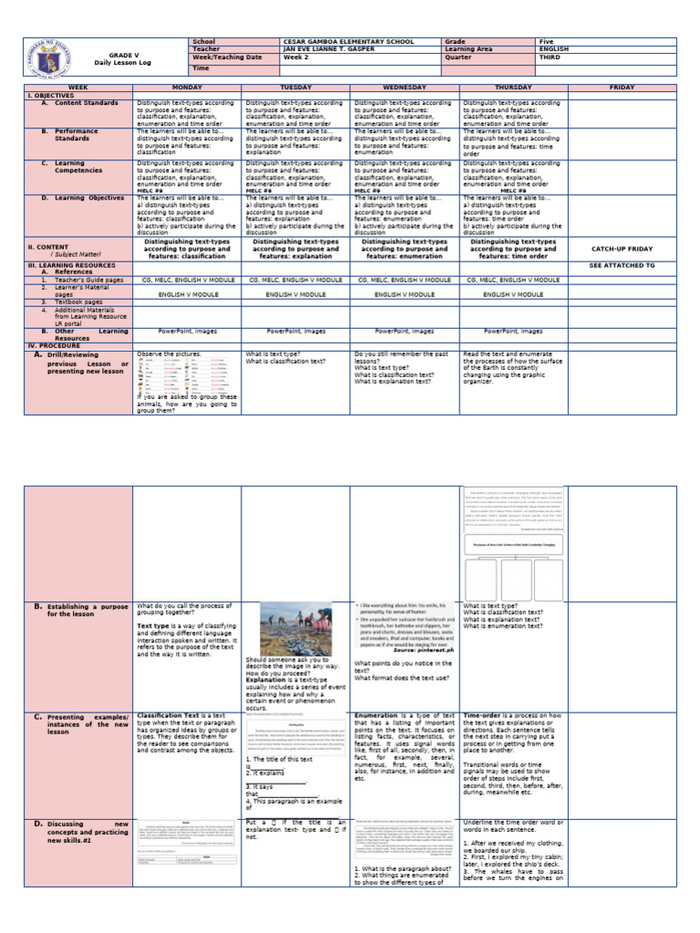 DLL W2 Q3 English 5 | PDF | Statistical Classification