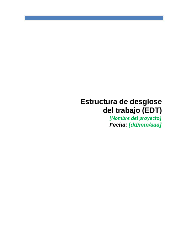 Estructura de Desglose Del Trabajo (EDT) | PDF