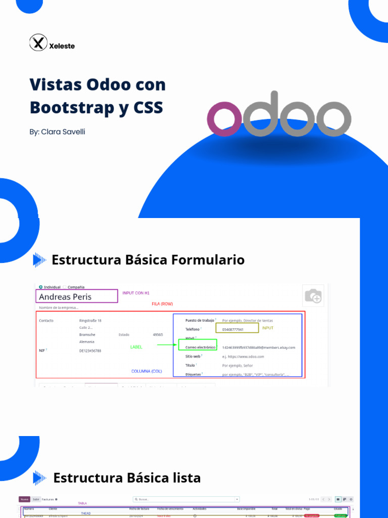 Vistas Odoo Con Bootstrap y CSS | PDF
