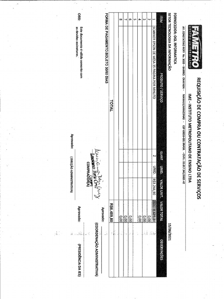 ORDEM DE COMPRA OGL 2 SCANER | PDF