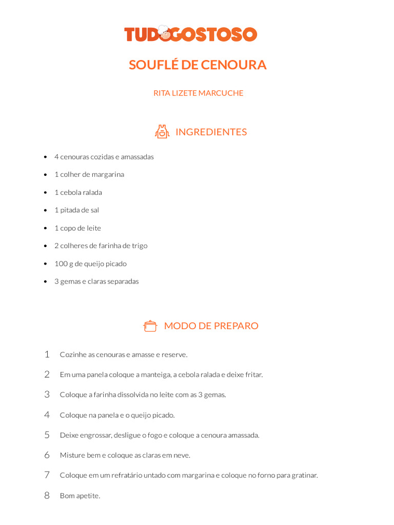 Receita de Souflé de Cenoura | PDF