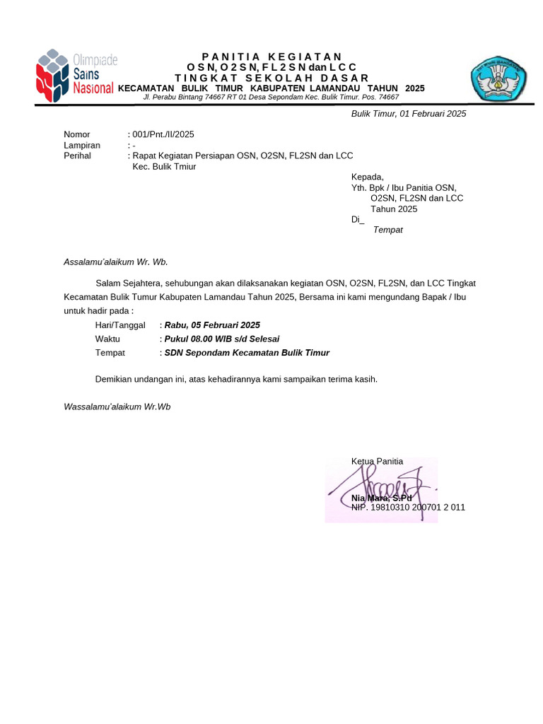 Surat Undangan Osn-3-1 | PDF