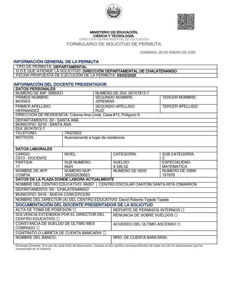 Formato de Solicitud de Permuta | PDF