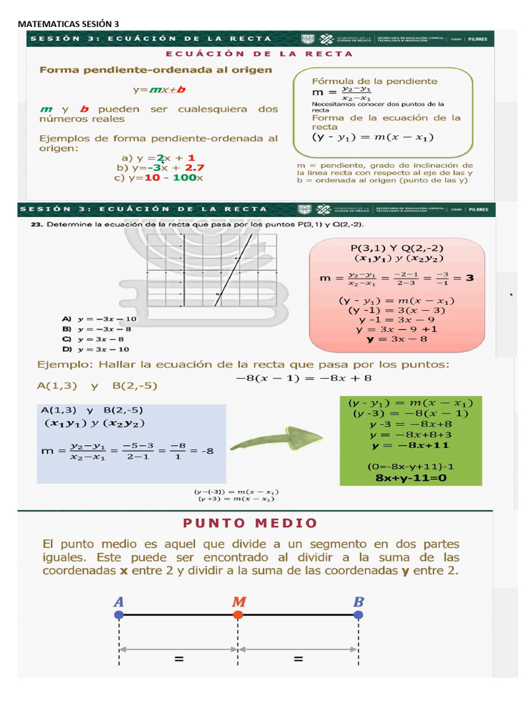 Matemáticas: Sesión 3 - Contenidos y Ejercicios | PDF
