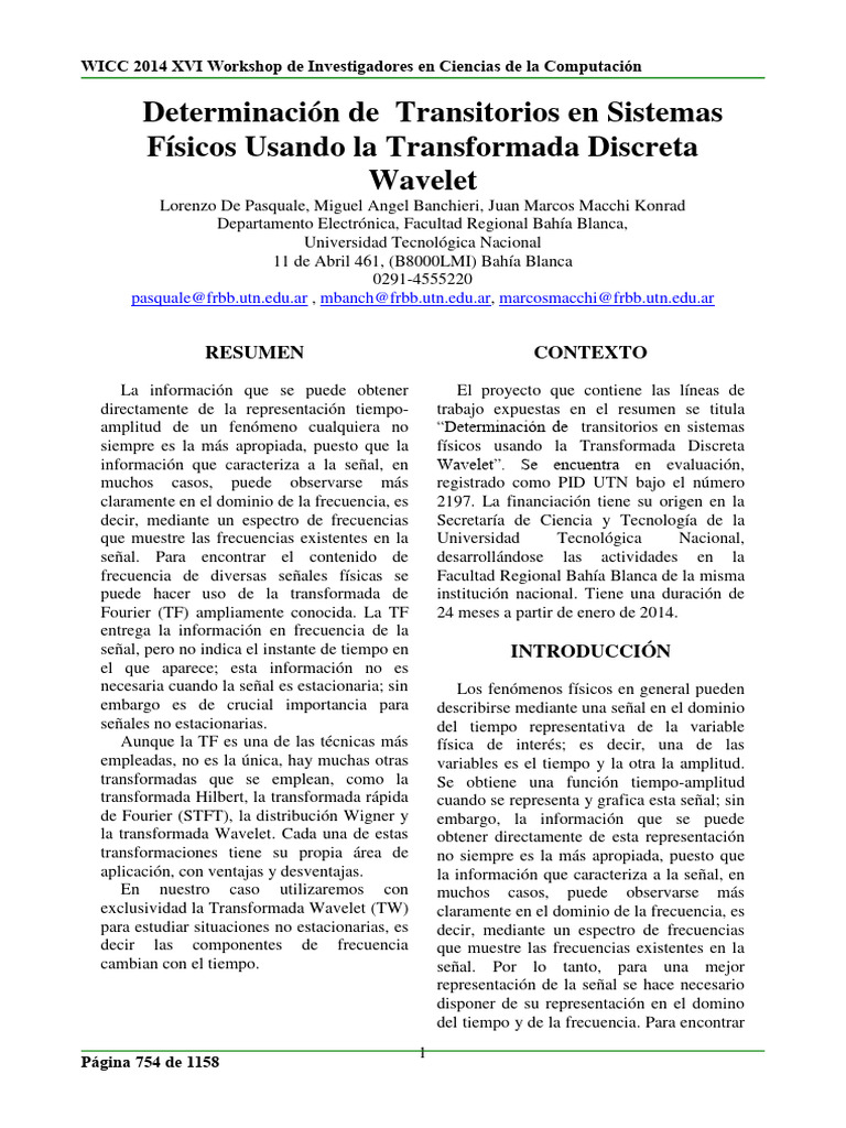 Determinacion de Transitorios en Sistema | PDF | Wavelet | Transformada de Fourier