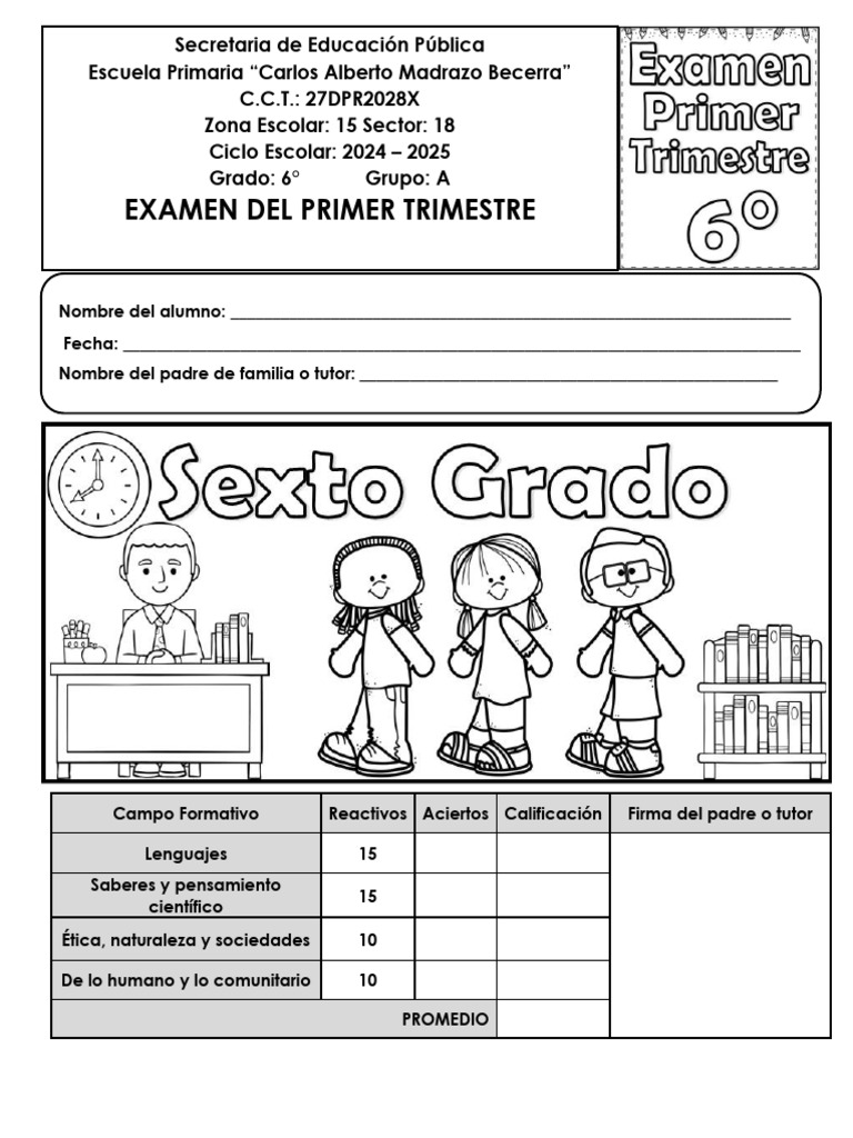 Examen 1er Trimestre 6a - 2024-2025 | PDF | Sistema inmune | Verbo