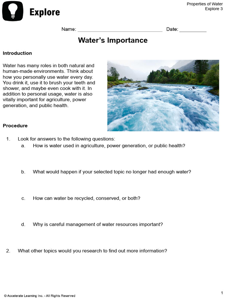 VA MS 6.6 PropertiesofWater EXPLORE 3 WatersImportance StudentJournal ...