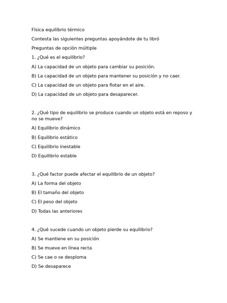Preguntas Segundo Trimestre Fisica Segúndo Grado Segundo Tema | PDF
