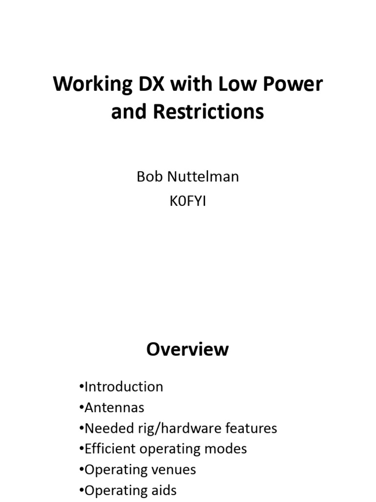 working_dx_with_low_power_and_restrictions | PDF | Telecommunications | Broadcast Engineering