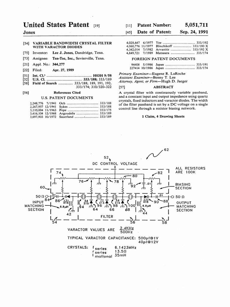 Variable Bandwidth Crystal Filter With Varactor Dodes | PDF | Electronic Filter | Electrical Network