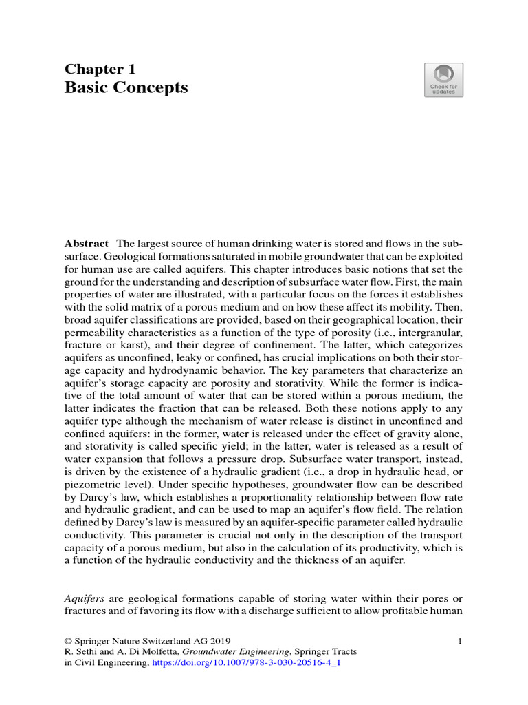 Chapter 1 Basic Concepts | PDF | Aquifer | Porosity