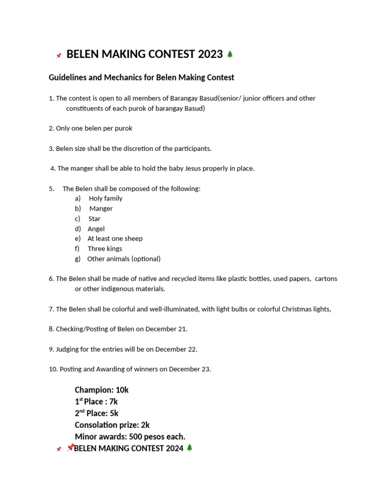 Belen Making Contest 2023 | PDF
