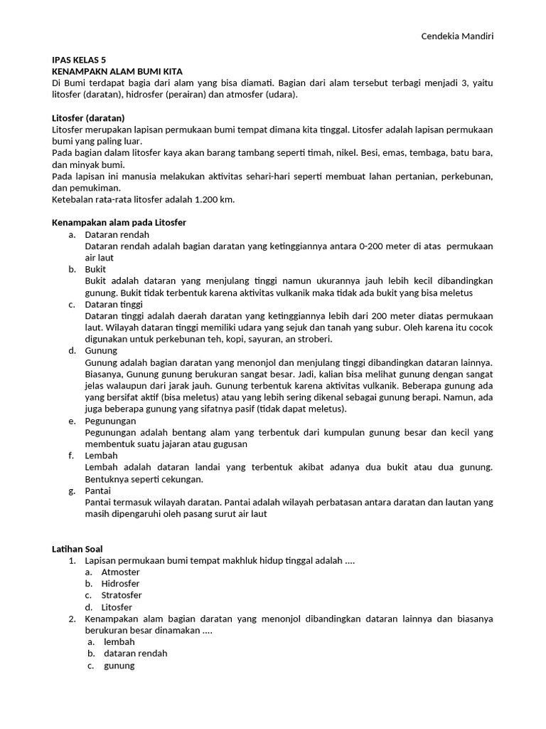 Cendekia - KENAMPAKAN ALAM BUMI KITA | PDF