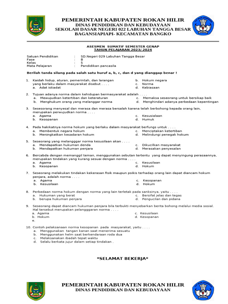Soal Sumatif Semester Genap | PDF