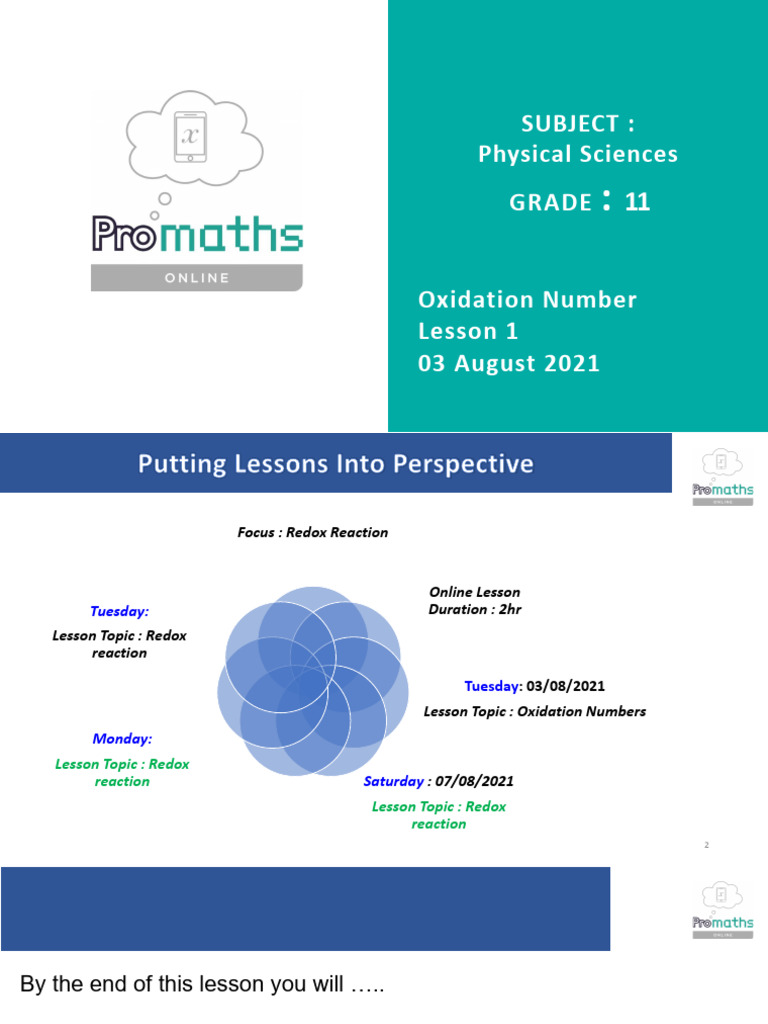 Grade 11 Promaths Online Lesson Redox Reactions Lesson 1 | PDF | Redox ...