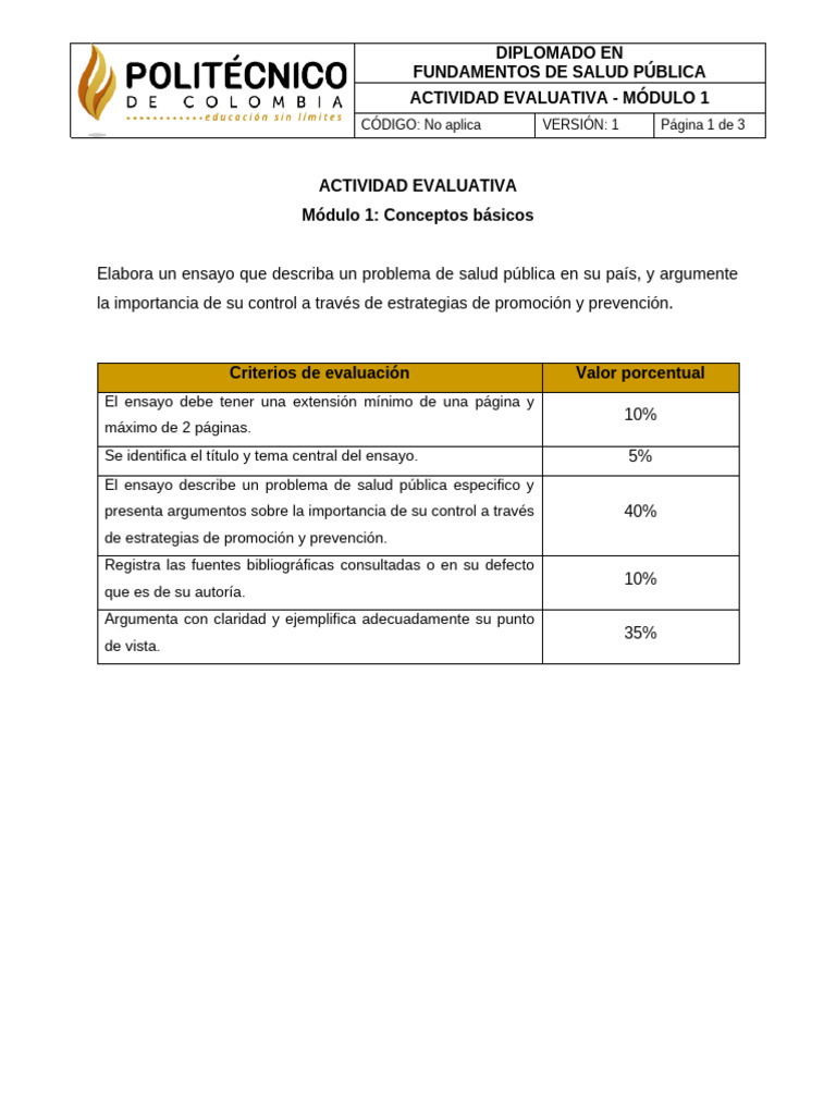 Actividad Modulo 1 | PDF | Ensayos