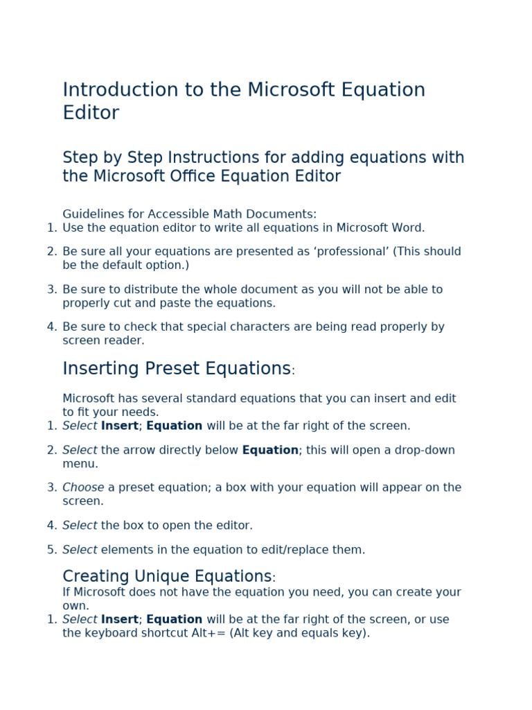 Introduction To The Microsoft Equation Editor | PDF | Bracket ...