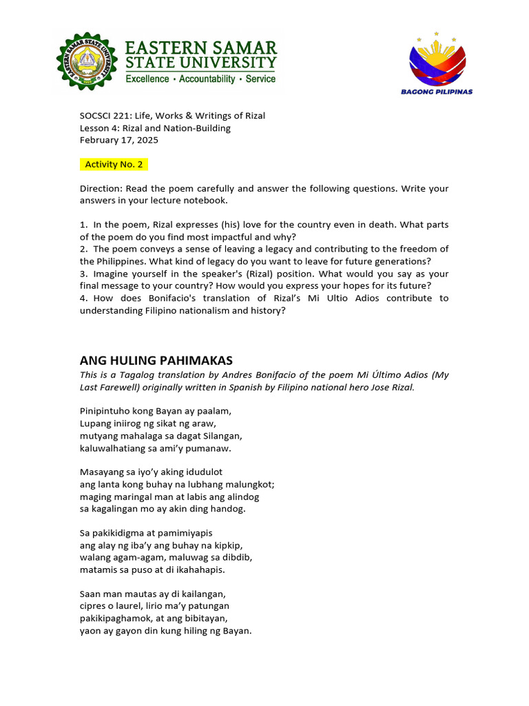 Activity 2 Rizal Nation Building1 | PDF