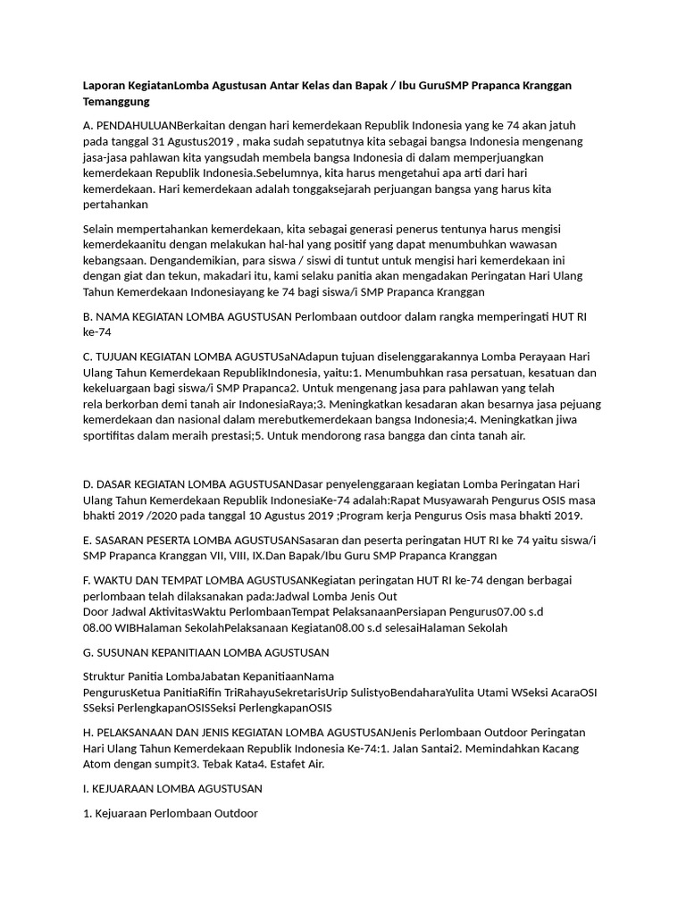 Laporan KegiatanLomba Agustusan | PDF